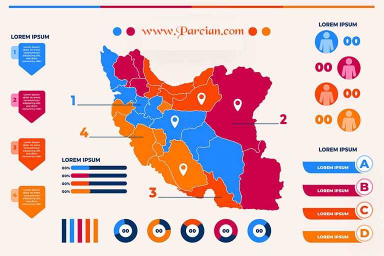 نقشه ایران فتوشاپ دانلود فایل لایه باز اینفوگرافیک حرفه ای دانلود